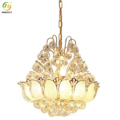 China Luces pendientes modernas colgantes redondas del cristal LED de la luz de techo del oro K9 en venta