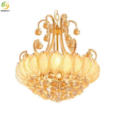 China Ronda Crystal Chandeliers del oro K9 Crystal Hanging Ceiling Light Modern del LED en venta