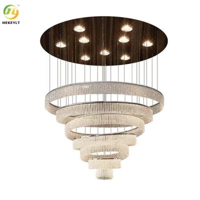 China Luz de techo moderna de la ejecución de Dimmable Crystal Pendant Light Round K9 del oro en venta