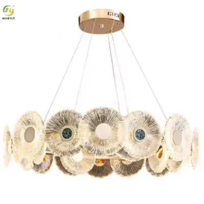 China Lámparas de la ronda K9 Crystal Hanging Light Modern Crystal del oro de Dimmable en venta