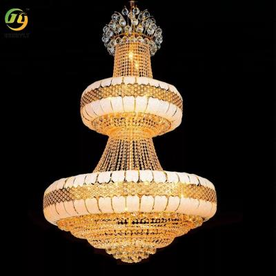 China Ronda Crystal Chandeliers del oro K9 Crystal Hanging Ceiling Light Modern del LED en venta