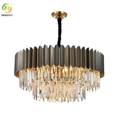 中国 黒く明確なLEDの水晶の掛かる天井灯K9の現代水晶シャンデリア 販売のため