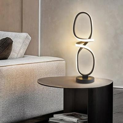 China LED Metal Bedside Minimalist Table Lamp Nordic Modern Black Geometric for sale