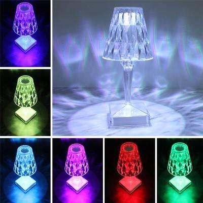 China 7x15.5cm Crystal Clear Bedside Table Lamp Luxury Decorative Diamond Table Lamp for sale