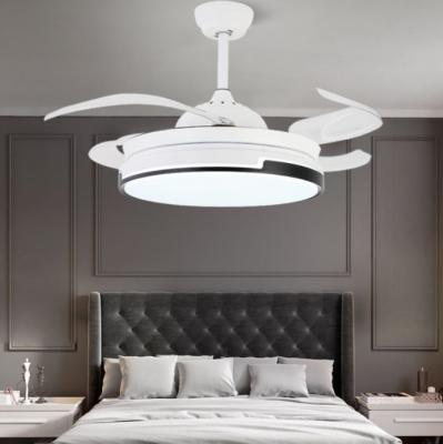 China Retractable Blades Led Ceiling Fan Light Two Way Rotation for sale