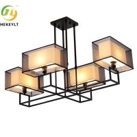 China Study Bedroom LED Chandelier Lighting Dining Room Rectangular Ceiling Iron Lighting for sale