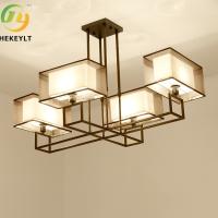 China Study Bedroom LED Chandelier Lighting Dining Room Rectangular Ceiling Iron Lighting for sale