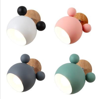 China Nordic Creative Macaron Wall Lamp Simple Mickey Log Cartoon Children'S Room Bedside Lamp for sale