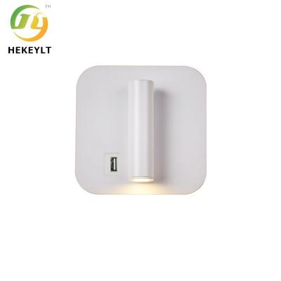 China Modern Simple USB Rotating LED Wall Lamp Bedroom Hotel Headboard Reading for sale