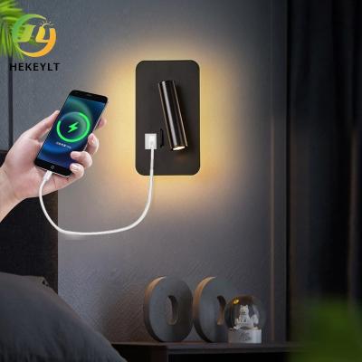China Modern Simple USB Rotating LED Wall Lamp Bedroom Hotel Headboard Reading for sale