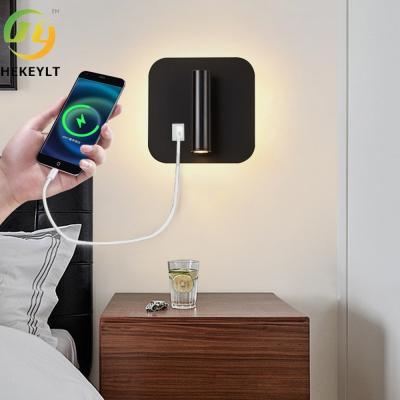 China Modern Simple USB Rotating LED Wall Lamp Bedroom Hotel Headboard Reading for sale