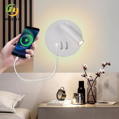 China Modern Simple USB Rotating LED Wall Lamp Bedroom Hotel Headboard Reading for sale