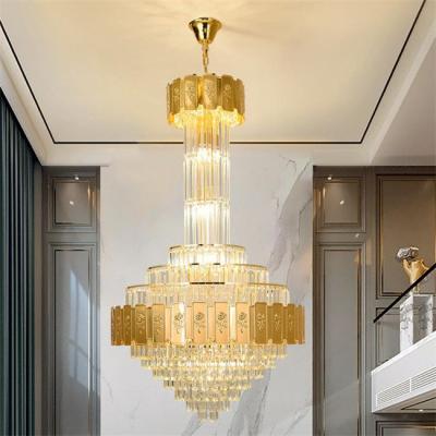 China Golden Luxurious Elegant Grand Noble Sparkling Soft Lighting Design LED Crystal Chandelier for sale