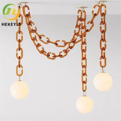 Китай E27 Скандинавский простой стеклянный шар личность творческая сетка красная декорация цепная лампа продается