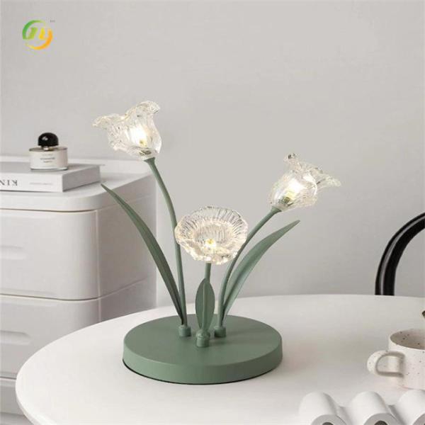 Glass Flower Model Innovation Unique Decoration Modern Led Table Lamps Table Lamps Indoor