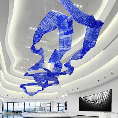 China Modern Minimalist Glass Pendant Light Customizable Ribbon Design AC Power Switch Remote Control Indoor Home Hotel Villa for sale