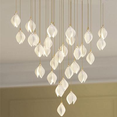 Cina 3000k-6500k CCT Modern Flower Ceramic Petal Chandelier Illuminazione per soggiorno / sala da pranzo / camera da letto in vendita