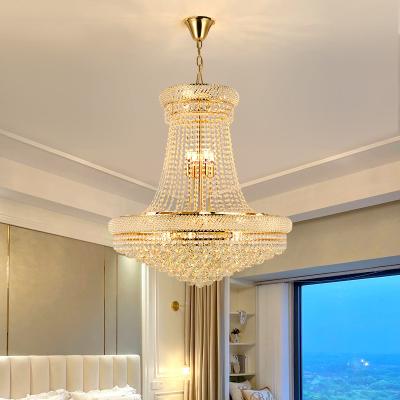 China JYLIGHTING Long Luxury Pendant Lights Hotel Hall Foyer Staircase Wedding Led Gold K9 Crystal Ball Chandelier Crystal Pendant Light for sale