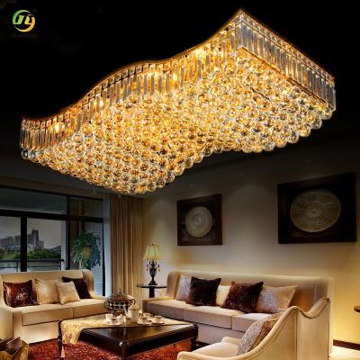 China JYLIGHTING Luxury Modern Atmosphere Crystal Gold Rectangular Hall Living Room Villa Project Ceiling Lamp for sale