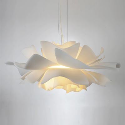 China White Double Petal Feature Design Interior Pendant Light Ceramic Material Living Room Attic Entrance Chandelier Modern Pendant Light for sale