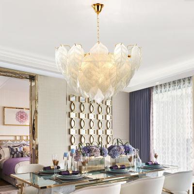 Китай JYLIGHTING Современный элегантный художественный дизайн Золотой блеск Алюминий Хром Люстра Прямоугольное домашнее освещение Медный лист Абажур Овальное стекло Современный подвесной светильник продается