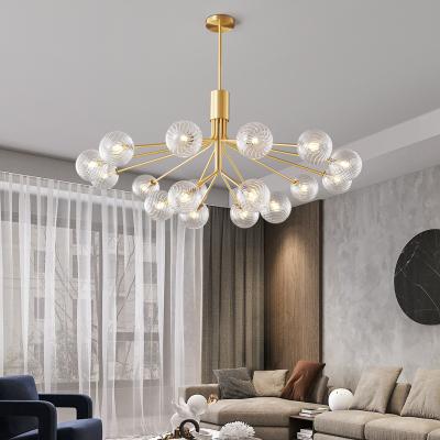 China JYLIGHTING Modern Fashion Nordic Glass Copper Dining High Ceiling Murano Glass Simple Living Room Chandelier Modern Pendant Light for sale