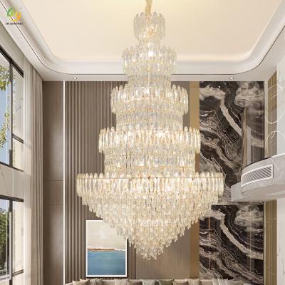 China JYLIGHTING Duplex Building Crystal Chandelier Villa Living Room Postmodern Light Luxury Luxury Staircase Lamp Long Crystal Pendant Light for sale