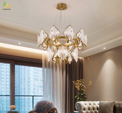 China JYLIGHTING Light Luxury Crystal Living Room Atmosphere Luxury Restaurant Bedroom Round High-end Luxury Banquet Crystal Pendant Light for sale
