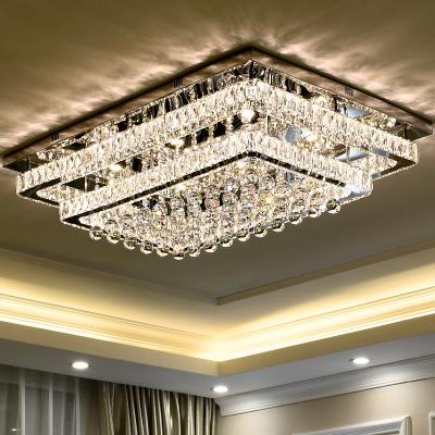 China JYLIGHTING Modern Luxury LED Ceiling Lamp Crystal Flush Mount Remote Control for Villa Hotel Lobby Room Offering Installation LED Ceiling Light for sale