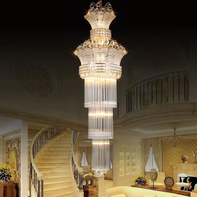 China JYLIGHTING S Golden Crystal Pendant Light Villa Escada Luxury Crystal Chandelier Salão de casamento Hotel LED Crystal Lamp à venda