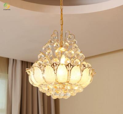 China JYLIGHTING European Crystal Gold Restaurant LED Round Lamp Bedroom Dining Room Living Room Modern Pendant Light for sale
