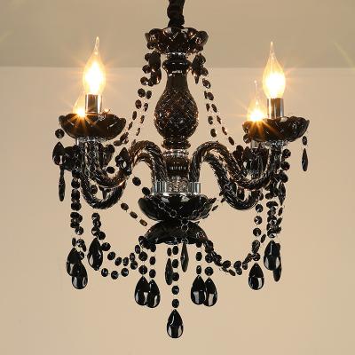 China JYLIGHTING European Crystal Chandelier Living Dining Room Black Retro Pendant Light Simple Creative Cafe Candle Crystal Lamp for sale