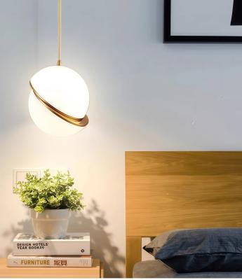 China JYLIGHTING Minimalist Brass Split Opal Glass Globe Pendant Light, Modern Sphere Hanging Lamp for Home Decor for sale