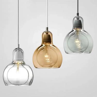 China JYLIGHTING Modern Double-Walled Glass Pendant Light, Iron Socket Bulb-Shaped Hanging Lamp for Kitchen Island & Dining Bar for sale