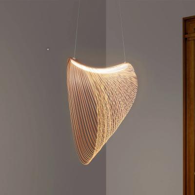 China JYLIGHTING Modern Abstract Leaf-Shaped Wood Pendant Light, Woven Wooden Strip Hanging Lamp for Living Room & Hotel Lobby Decor for sale