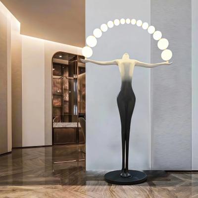 China JYLIGHTING Modern Abstract Humanoid Resin & PVC Floor Lamp, Art Sculpture Standing Light for Luxury Hotel Lobby & Living Room for sale