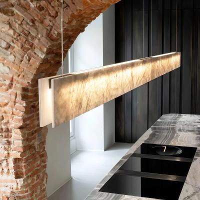 China JYLIGHTING Modern Long Linear Marble Suspension Lamp, Metal‑Supported Pendant Light for Kitchen Counter, Restaurant and Luxury Residential Projects for sale