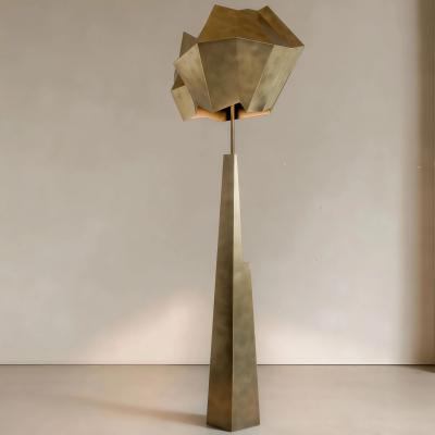 China JYLIGHTING Sculptural Faceted Iron Floor Standing Lamp, Antique Brass Finished Art Floor Light for Luxury Residential and Hospitality Interior Decoration for sale