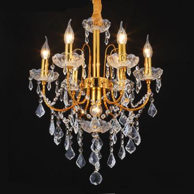 China 110V Bedroom Golden Iron Fancy 850*700mm Crystal Candle Chandelier for sale