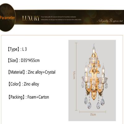 Cina 6KG E14 candela in lega di zinco contemporanea di lusso Crystal Wall Lights in vendita