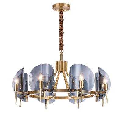 China E14*10 Curved Mirror 850*600mm / 620*600mm Crystal Glass Pendant Light for sale