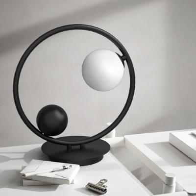 China Round Height 40cm Dia 35cm Golden / Black Color Bedside Table Lamp for sale