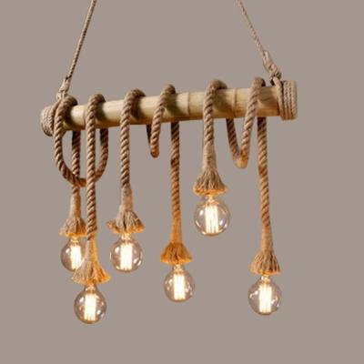 Cina Luce di vetro di bambù del pendente della corda della canapa per i saloni in vendita