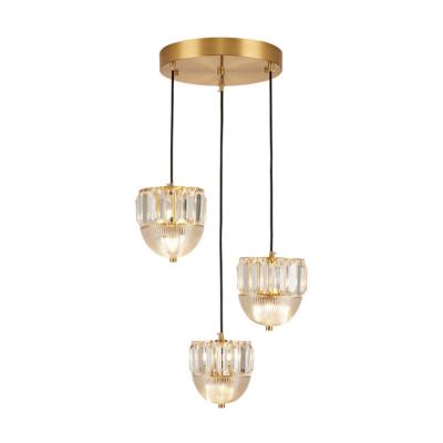 China Fonte luminosa transparente de cobre de Crystal Pendant Light Modern G4 à venda