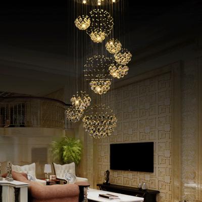 China Living Room Stainless Steel Crystal Pendant Light With 20 Head for sale