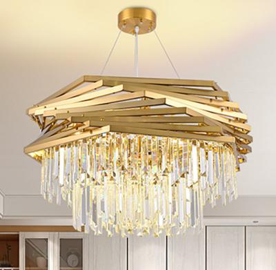 China Villa Luxury Living Room Crystal Pendant Light Dia 60cm With 8 Head for sale