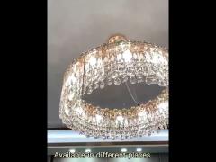 Modern Hotel Lobby Crystal Chandelier Villa Living Room Loft Staircase Round Ring Chandelier Pendant Lighandelier