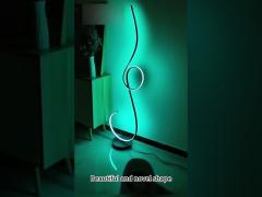 Chambre de séjour de l'hôtel Lumière de sol de danse RGB moderne Lumière de sol en or noir LED à double spirale linéaire