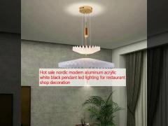 Hot sale nordic modern aluminum acrylic white black pendant led lighting for restaurant shop decoration