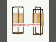 Lampe de sol en bois rétro simple pour le salon et la chambre d'hôtel wabi-sabi